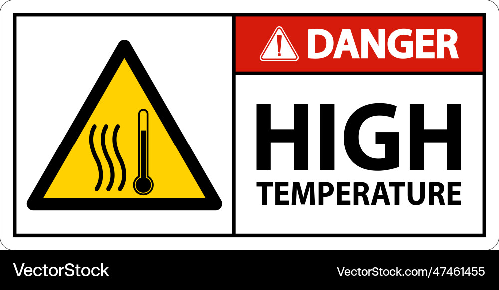 Danger high temperature symbol and text safety Vector Image