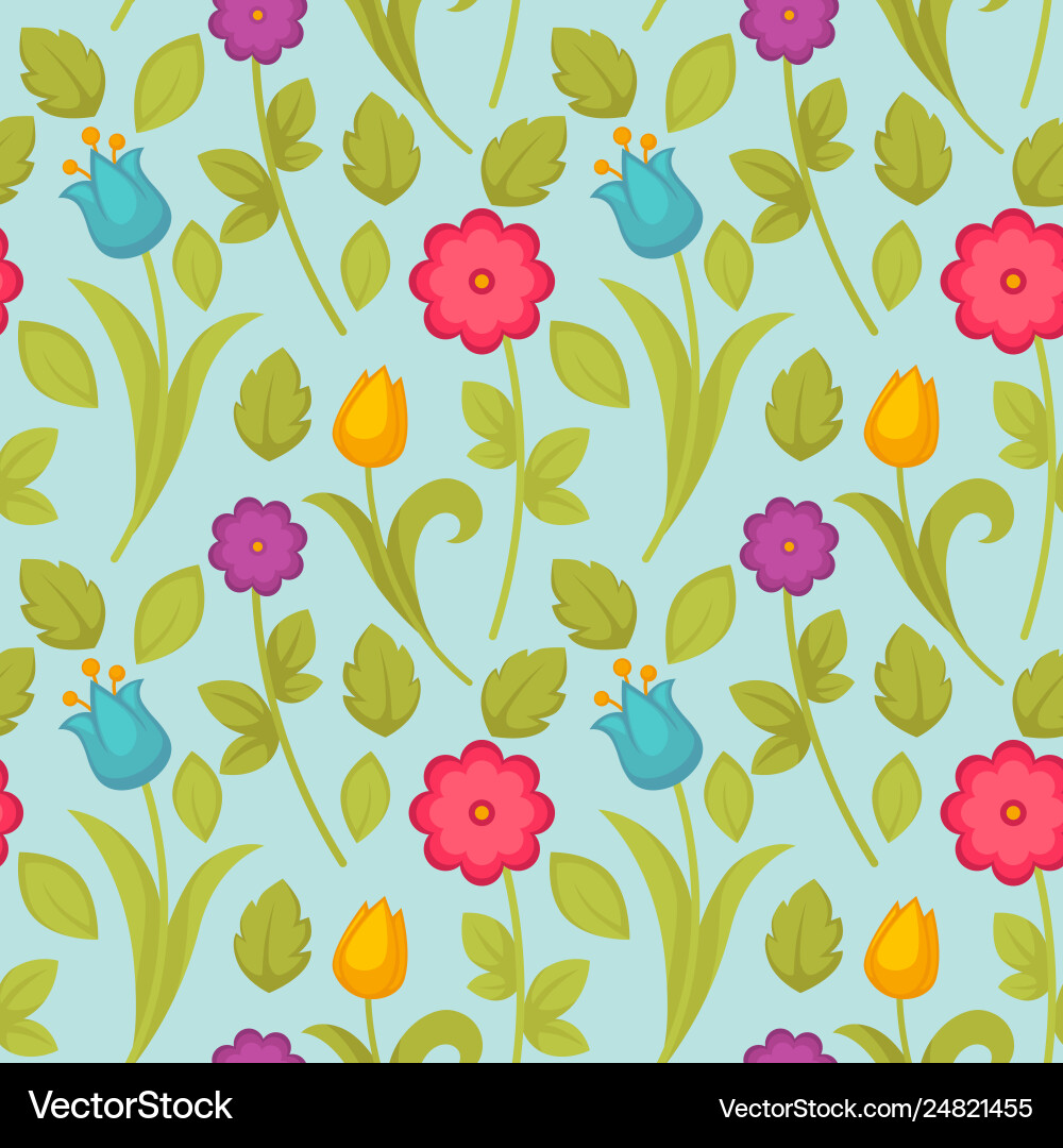 Easter holiday spring flowers tulips seamless Vector Image