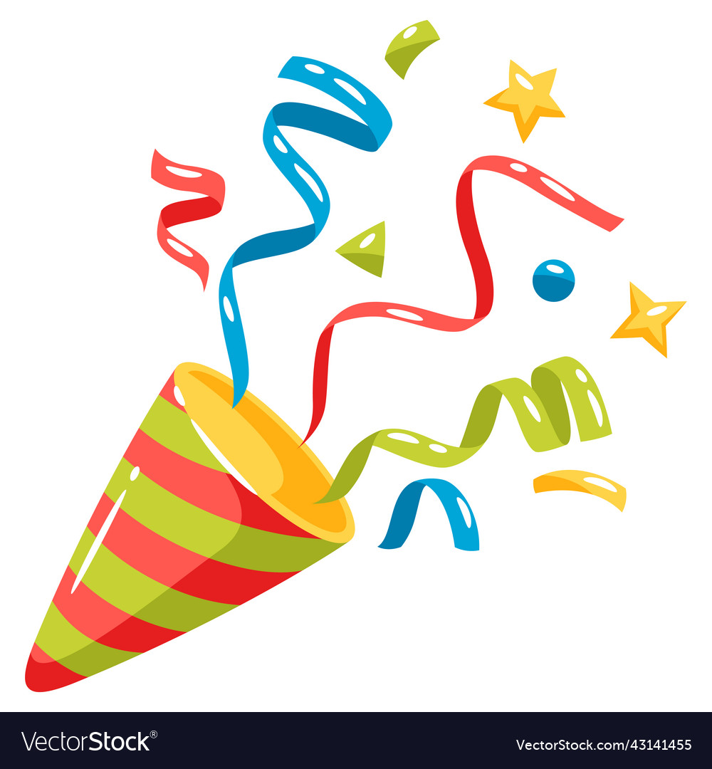 Exploding party popper Royalty Free Vector Image