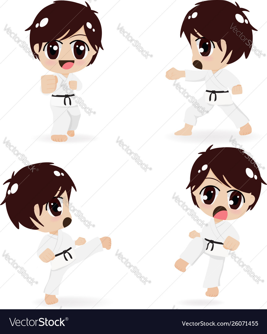 Group karate kids wearing martial arts Royalty Free Vector Group karate kids wearing martial arts Royalty Free Vector