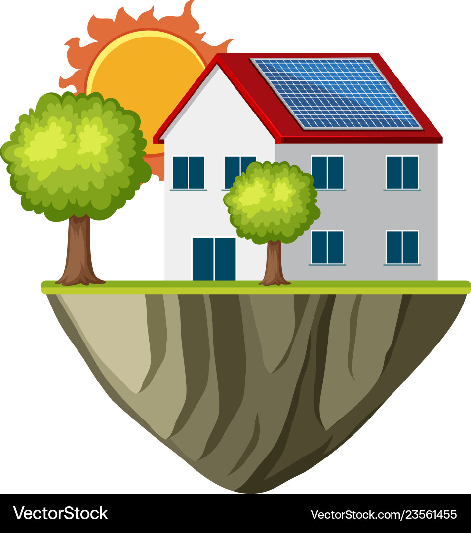 Isolated solar house on island Royalty Free Vector Image
