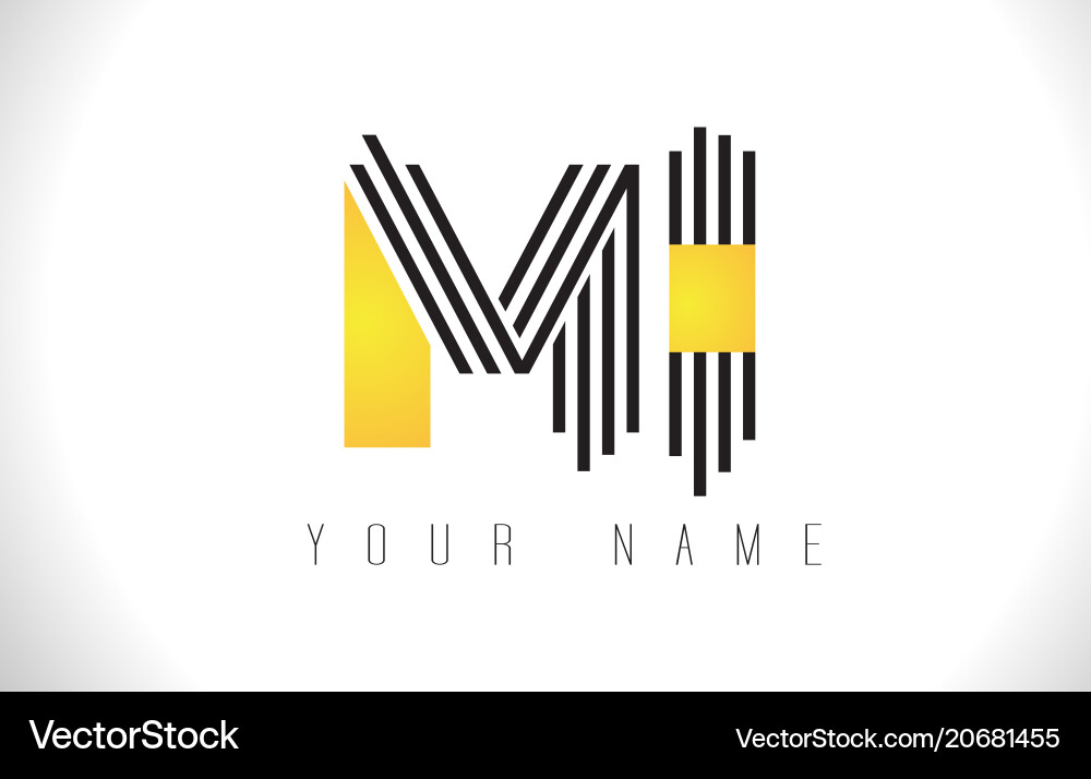Mi black lines letter logo creative line letters Vector Image