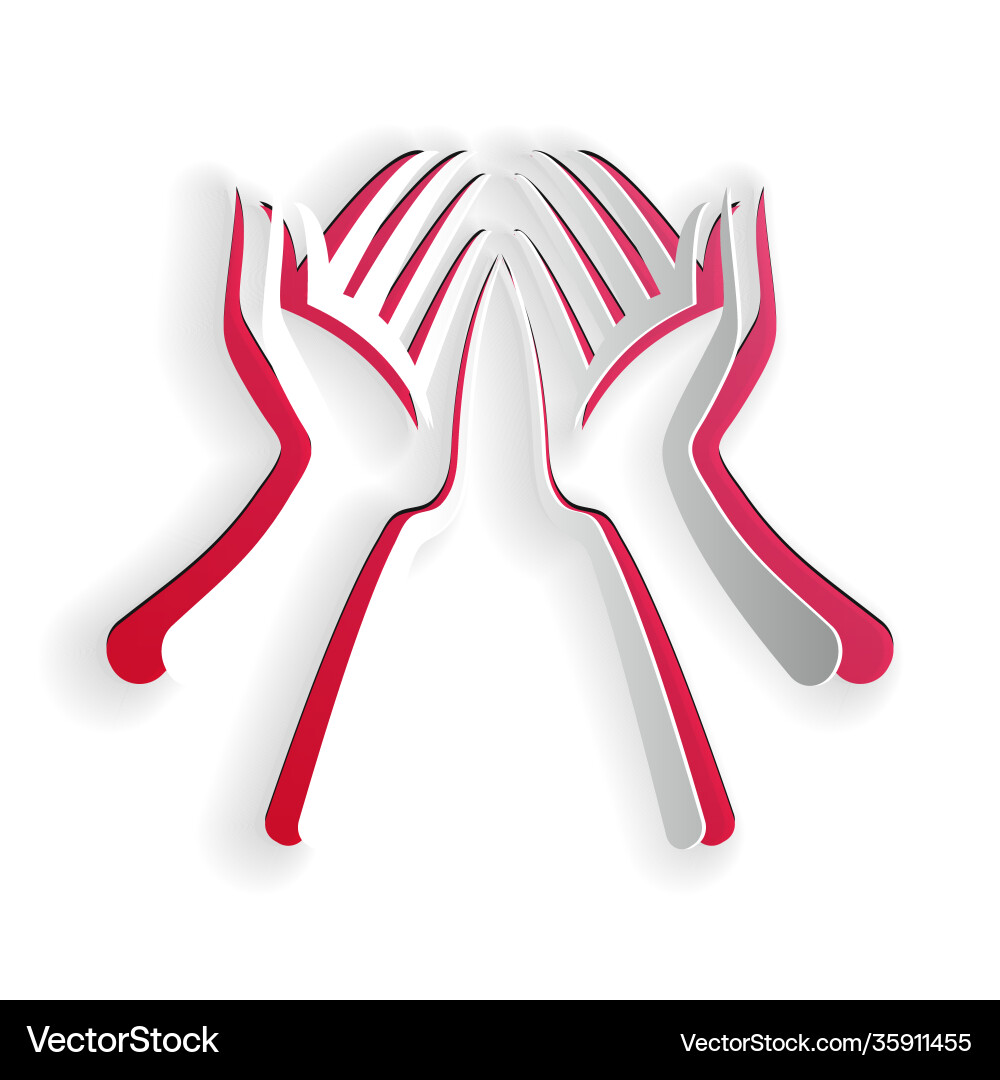 Paper cut hands icon isolated on white background Vector Image