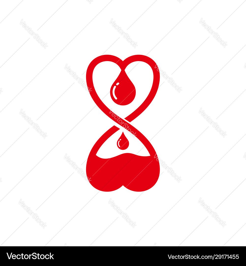 Red blood drop isolated on heart shape Royalty Free Vector