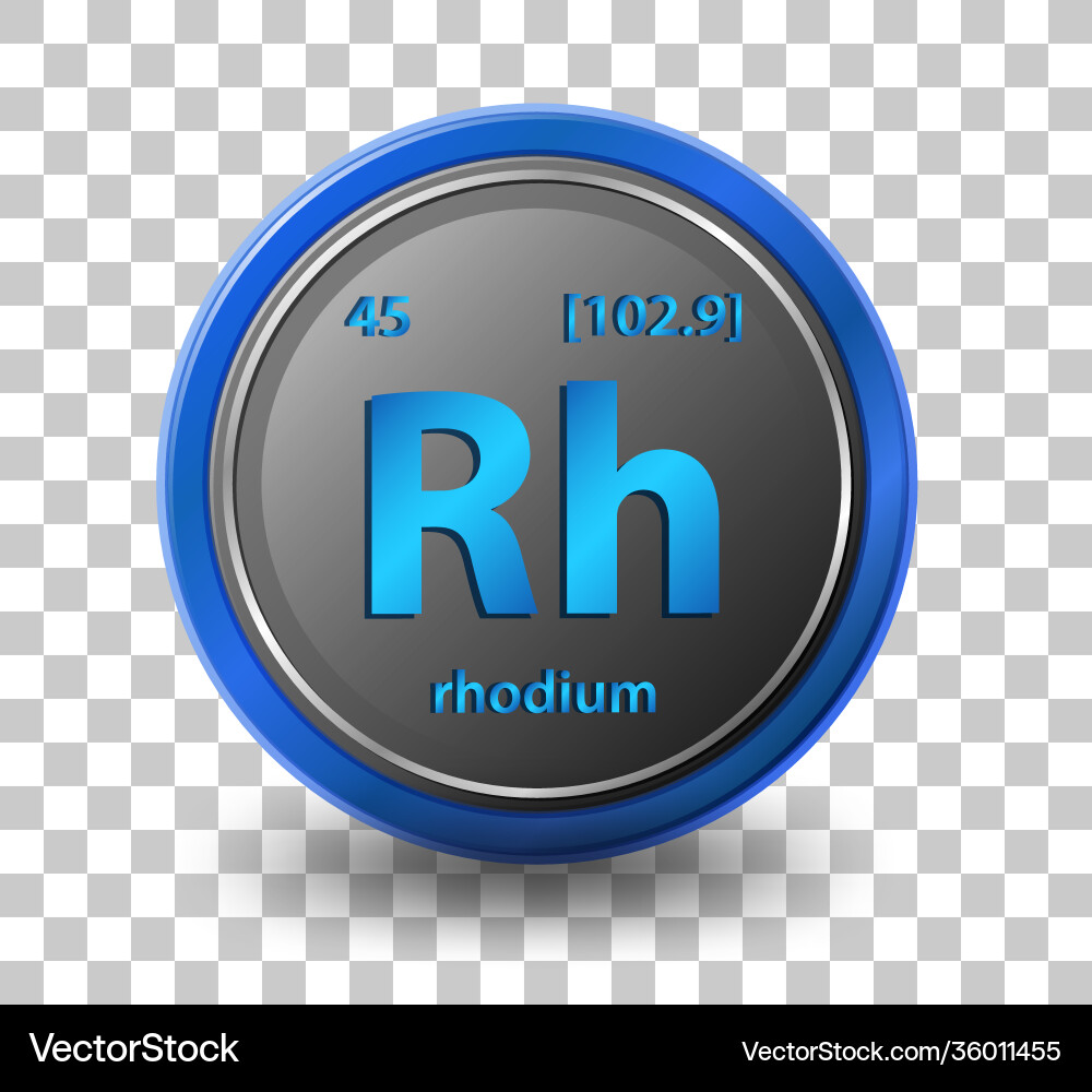 Rhodium chemical element symbol Royalty Free Vector Image