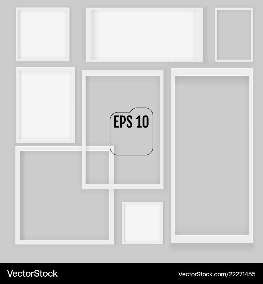 Set of white realistic square empty picture Vector Image
