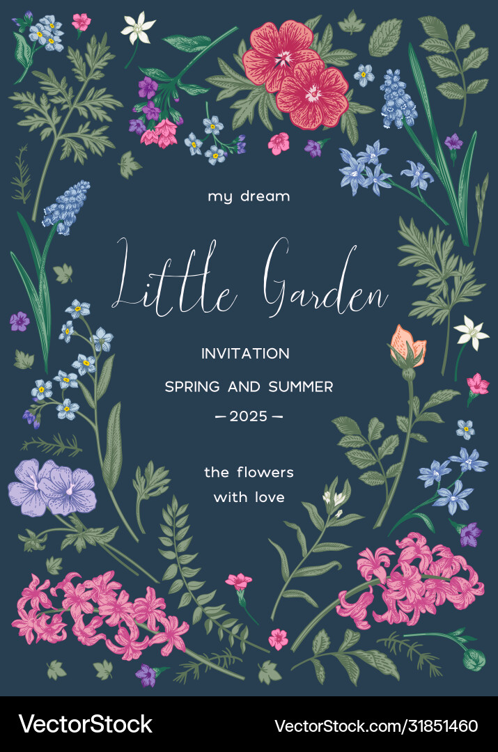 Botanical card with flowers Royalty Free Vector Image