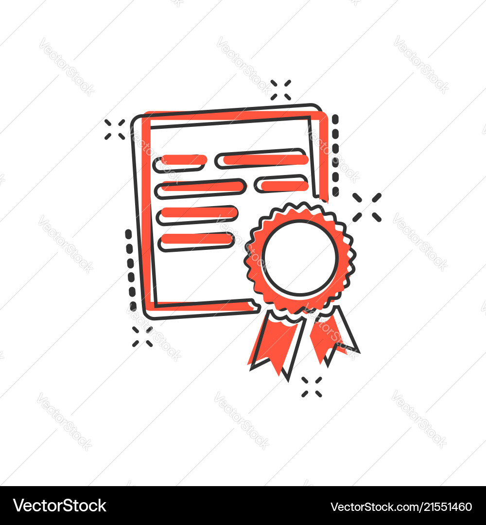 Cartoon certificate icon in comic style diploma Vector Image