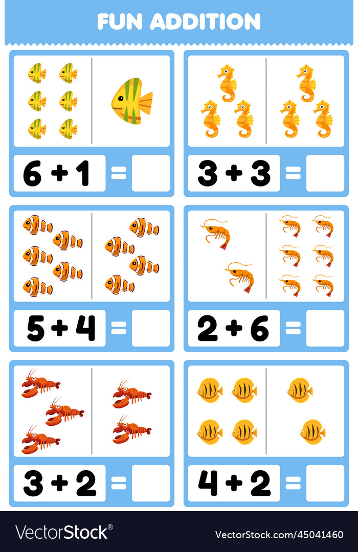 Education game for children fun addition Vector Image