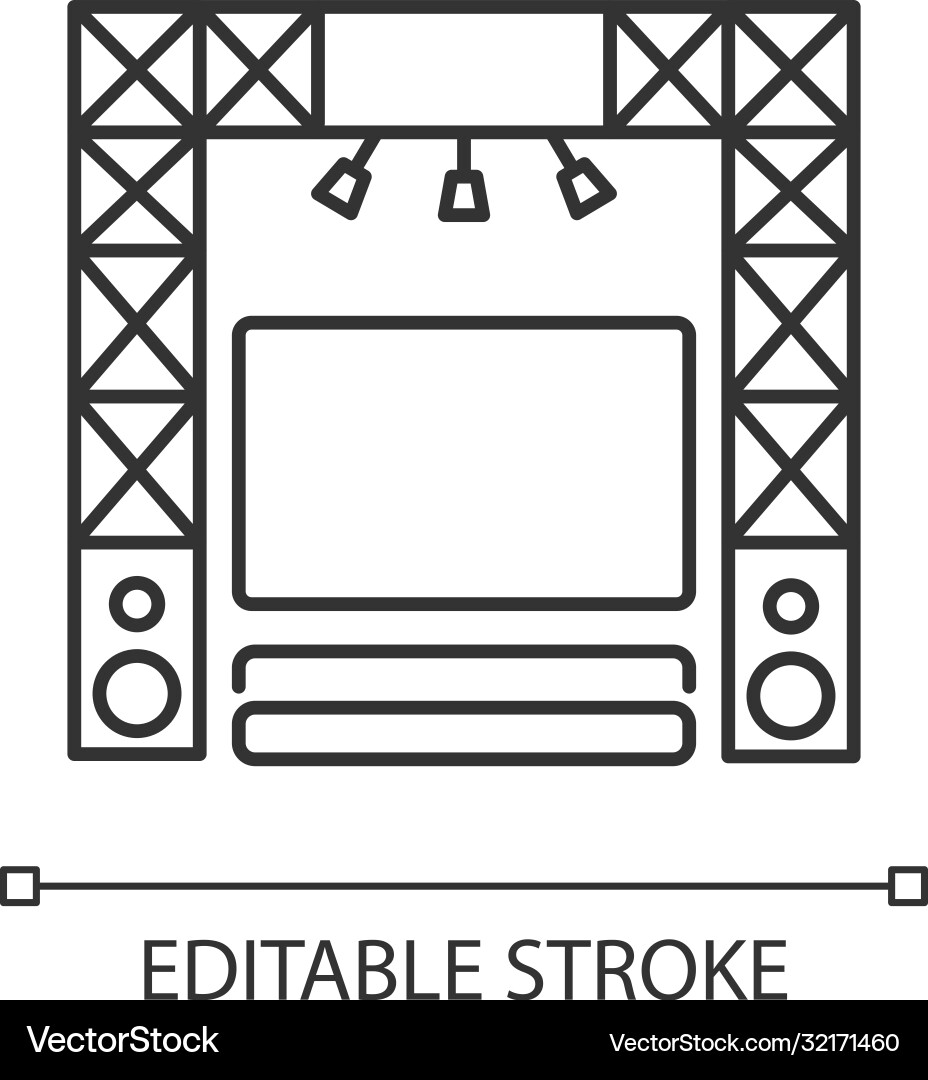 Entertainment center pixel perfect linear icon Vector Image