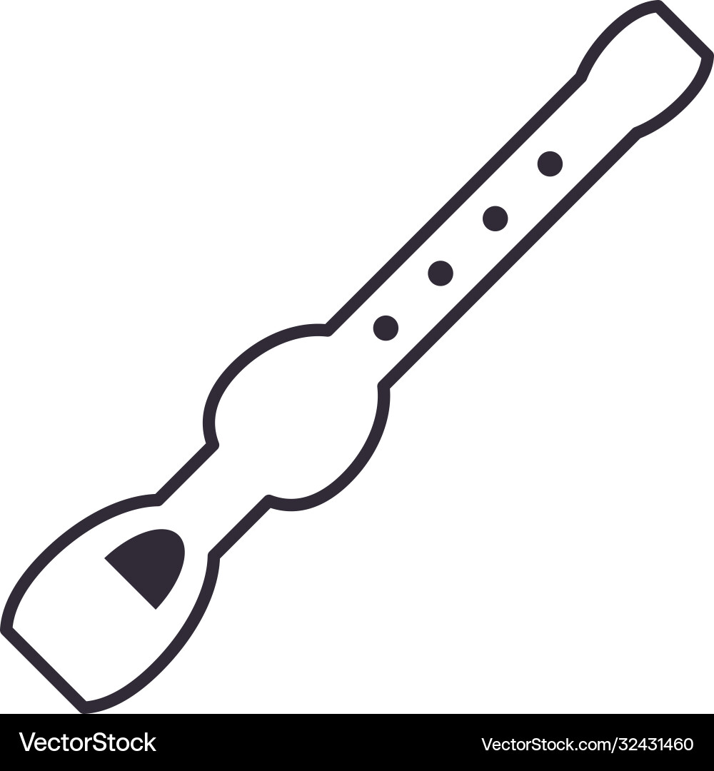 Flute instrument line style icon design Royalty Free Vector