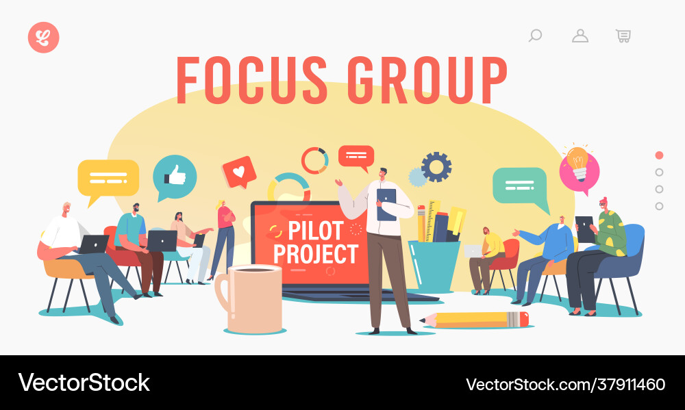 Focus group landing page template director and Vector Image