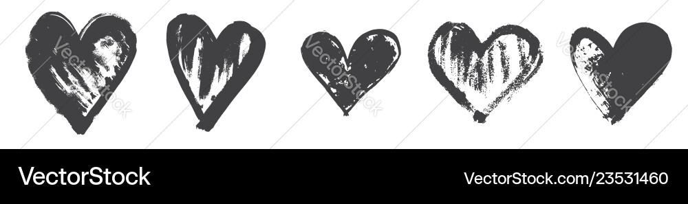 Hand drawn calligraphy heart set isolated Vector Image