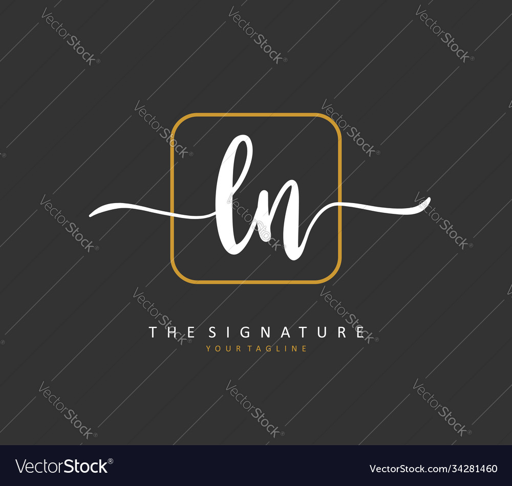 L n ln initial letter handwriting and signature Vector Image