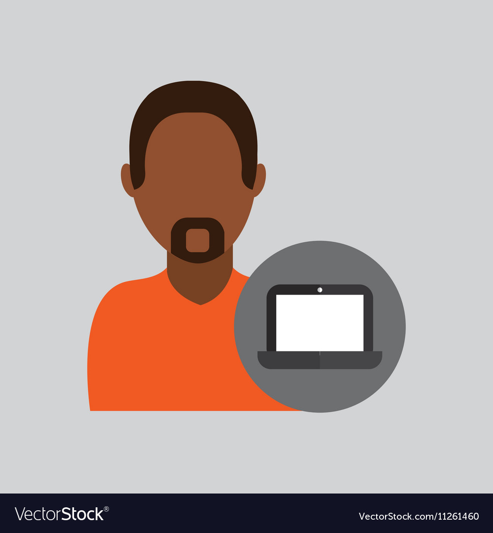 Man african laptop icon Royalty Free Vector Image