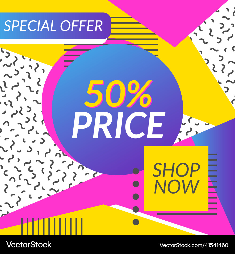 Memphis graphic retro funky poster Royalty Free Vector Image