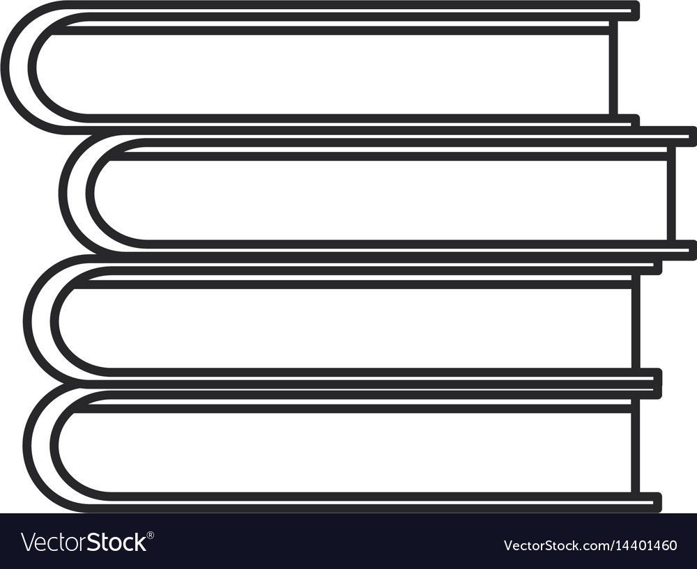 Pile book library learning outline Royalty Free Vector Image