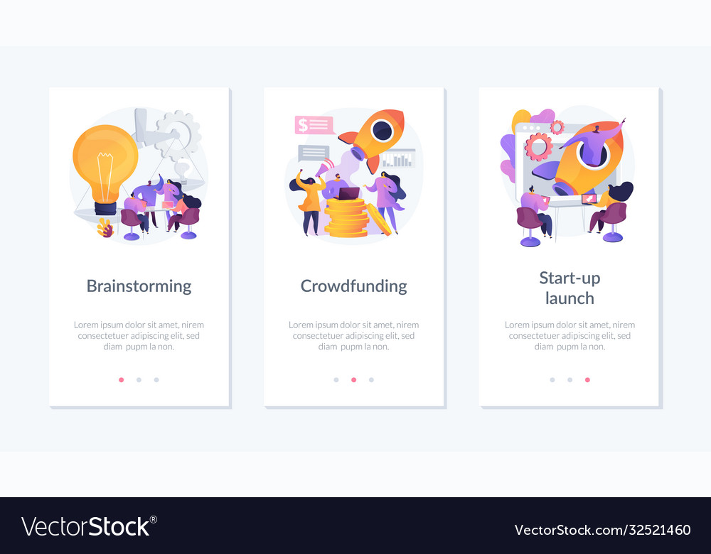Start-up launching process app interface template Vector Image