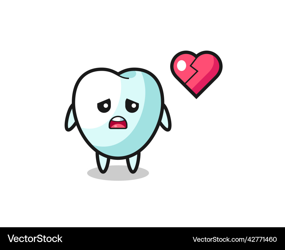 Tooth cartoon is broken heart Royalty Free Vector Image