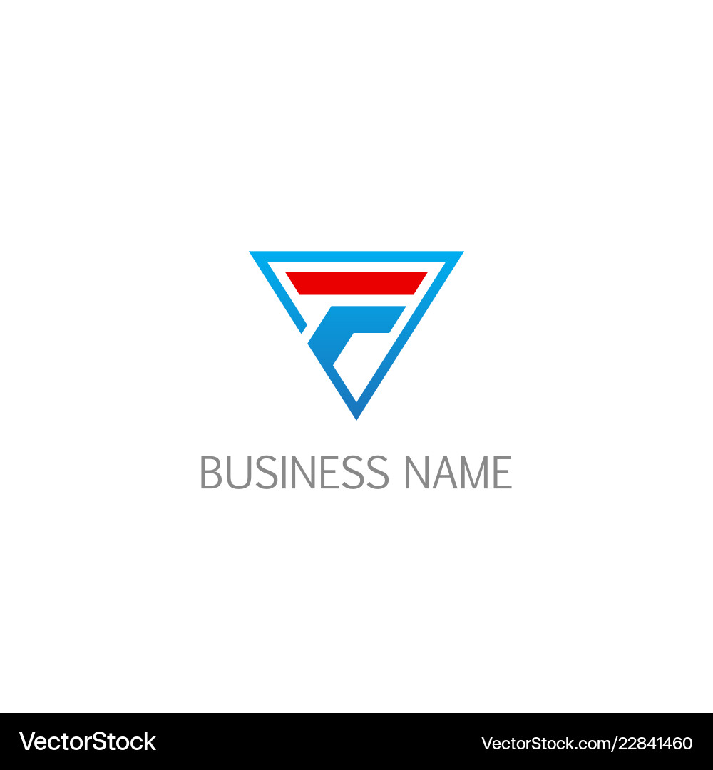 Triangle shape f company logo Royalty Free Vector Image