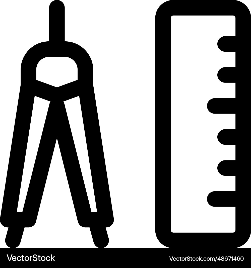 Use of ruler and divider for precise marking Vector Image