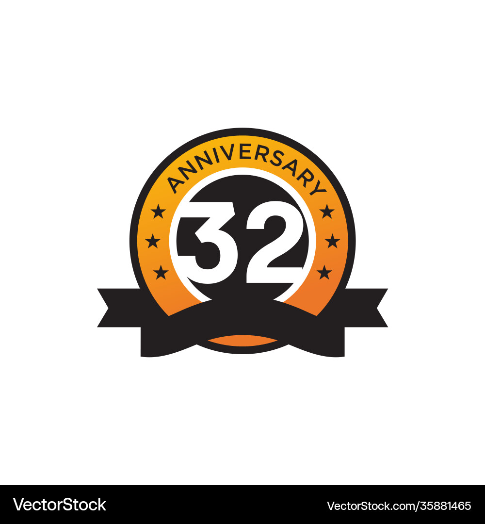 32nd year celebrating anniversary logo design Vector Image
