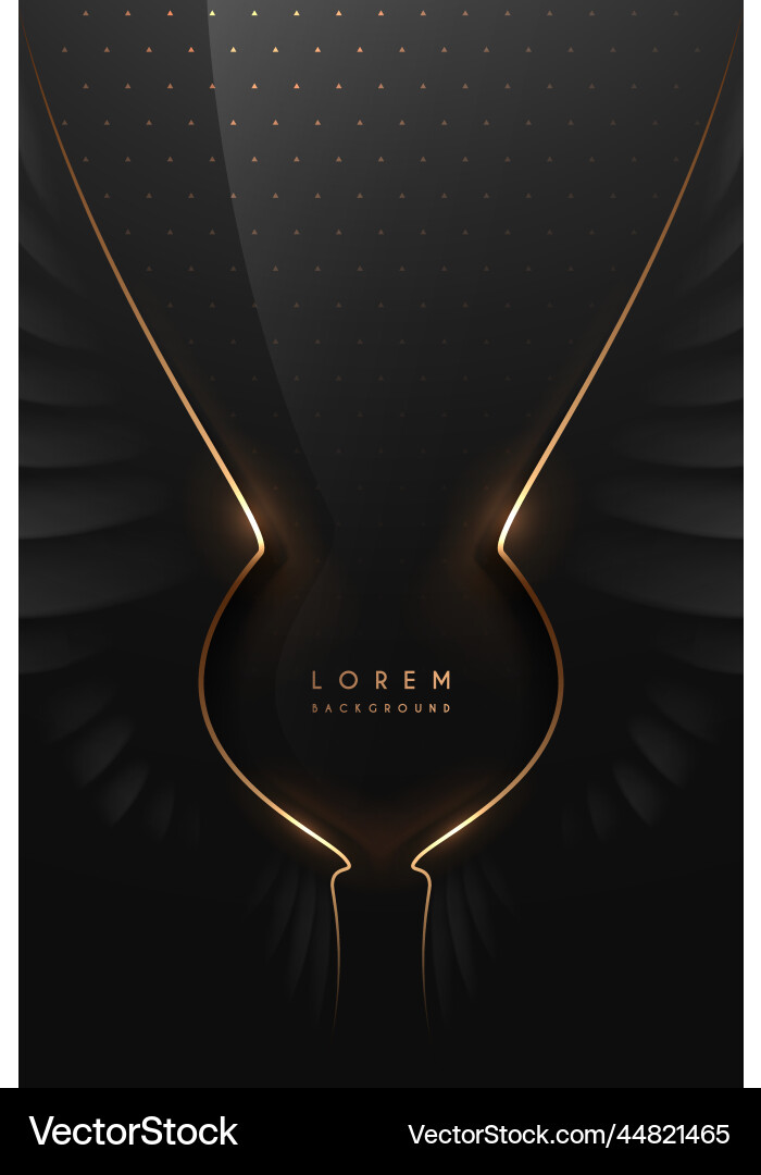 Abstract black wings with golden lines Royalty Free Vector