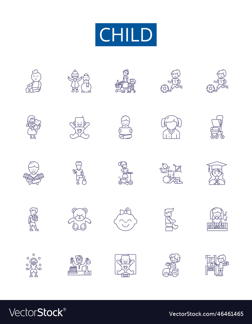 Child line icons signs set design collection Vector Image