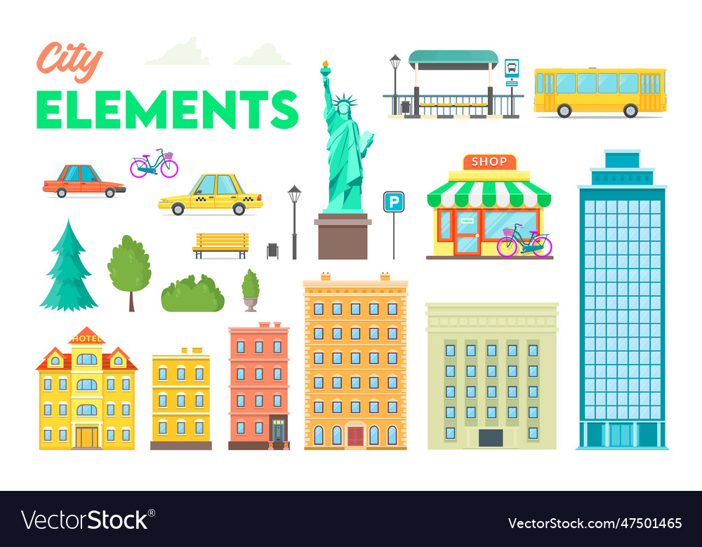 City elements Royalty Free Vector Image - VectorStock