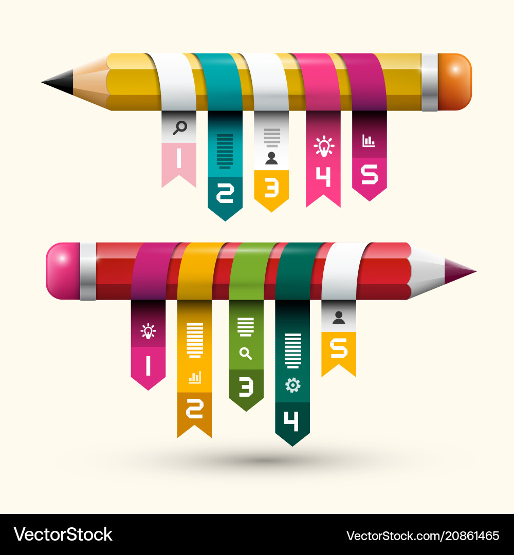 Colorful paper labels on pencils creative project Vector Image
