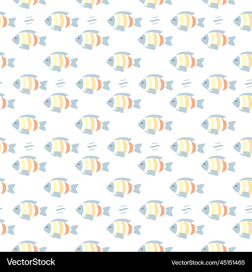 Cute cartoon fish summer hand drawn background Vector Image