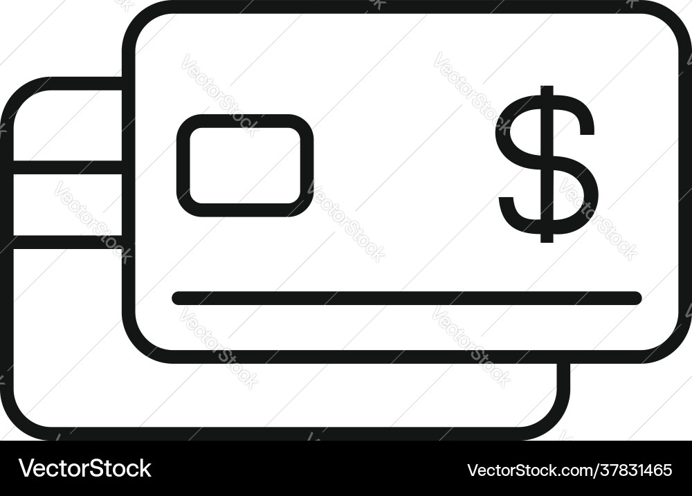 Dollar credit card icon outline style Royalty Free Vector