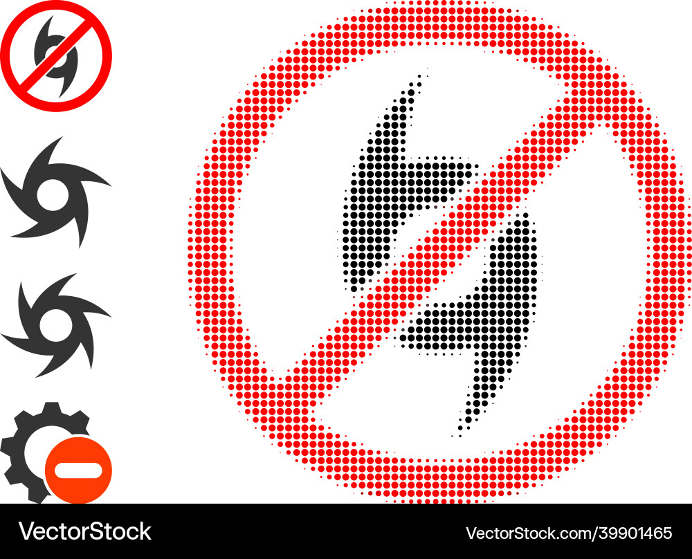 Dot halftone stop cyclone icon and bonus icons Vector Image