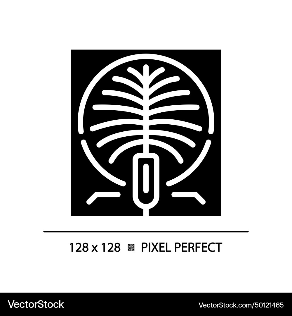 Dubai artificial palm-shaped island black glyph Vector Image