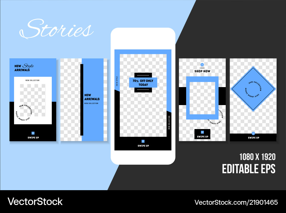 Editable social media stories template Royalty Free Vector