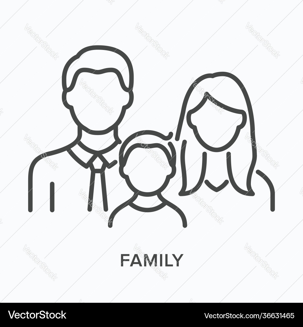 Family flat line icon outline Royalty Free Vector Image