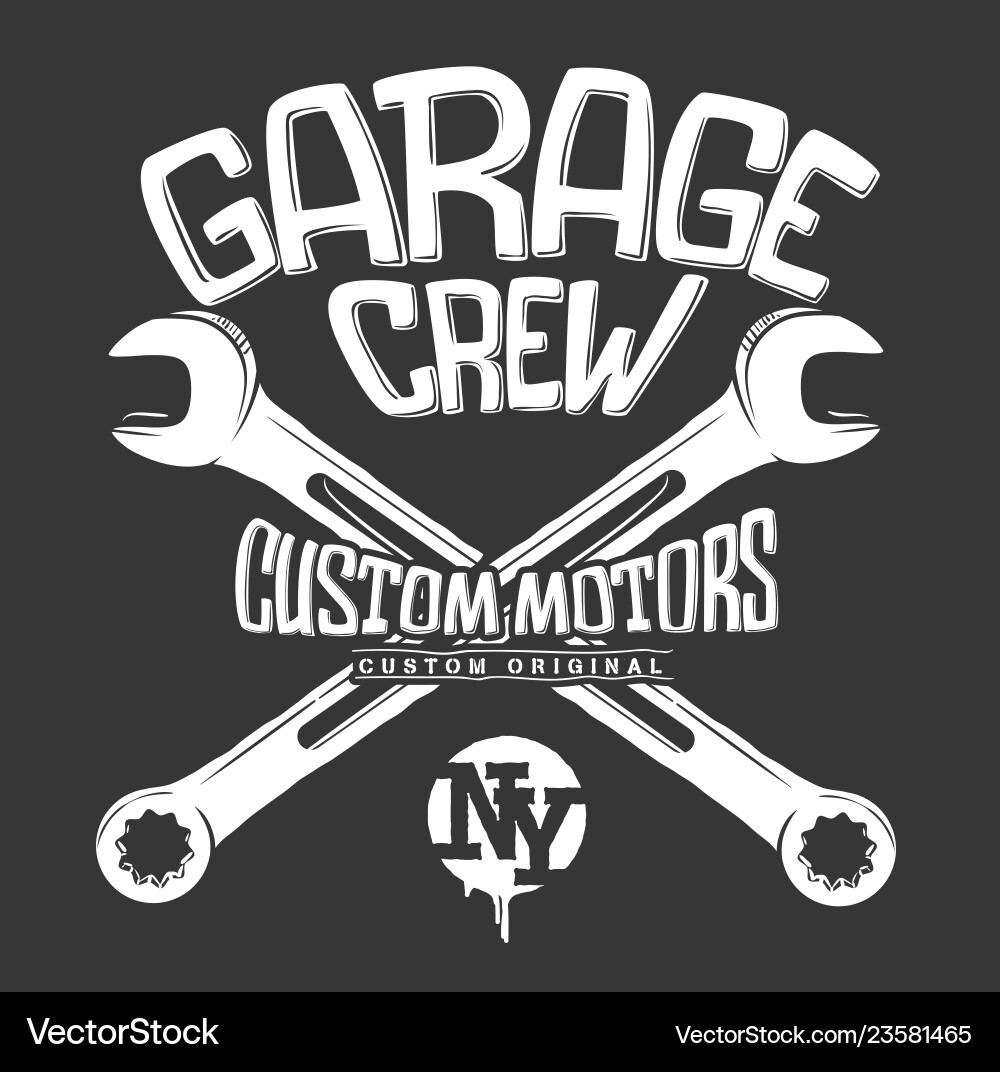 Garage print crossed wrenches graphic design Vector Image