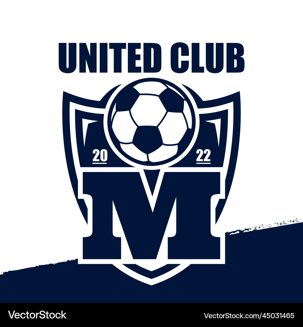 Letter m soccer team logo design template Vector Image