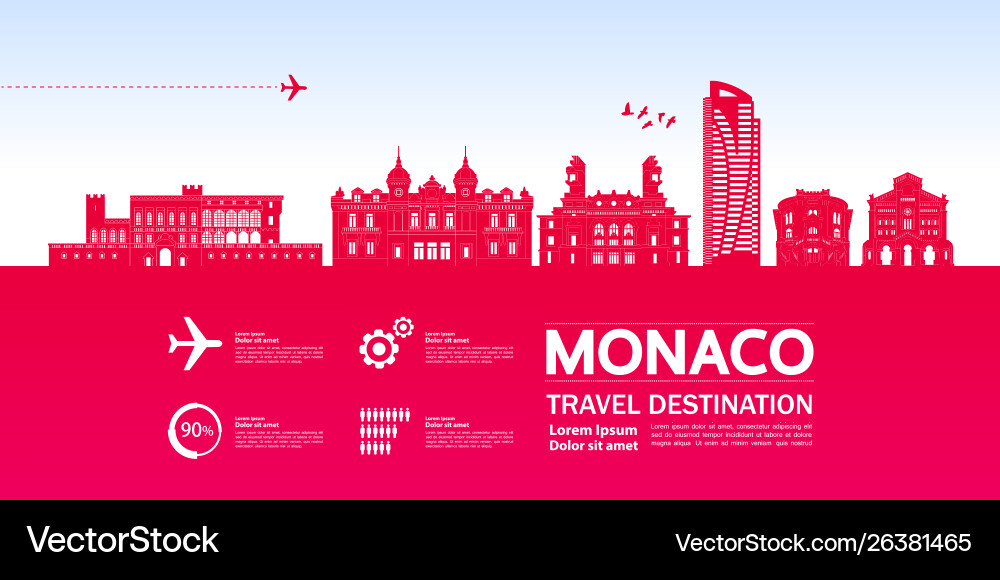 Monaco city skyline travel Royalty Free Vector Image