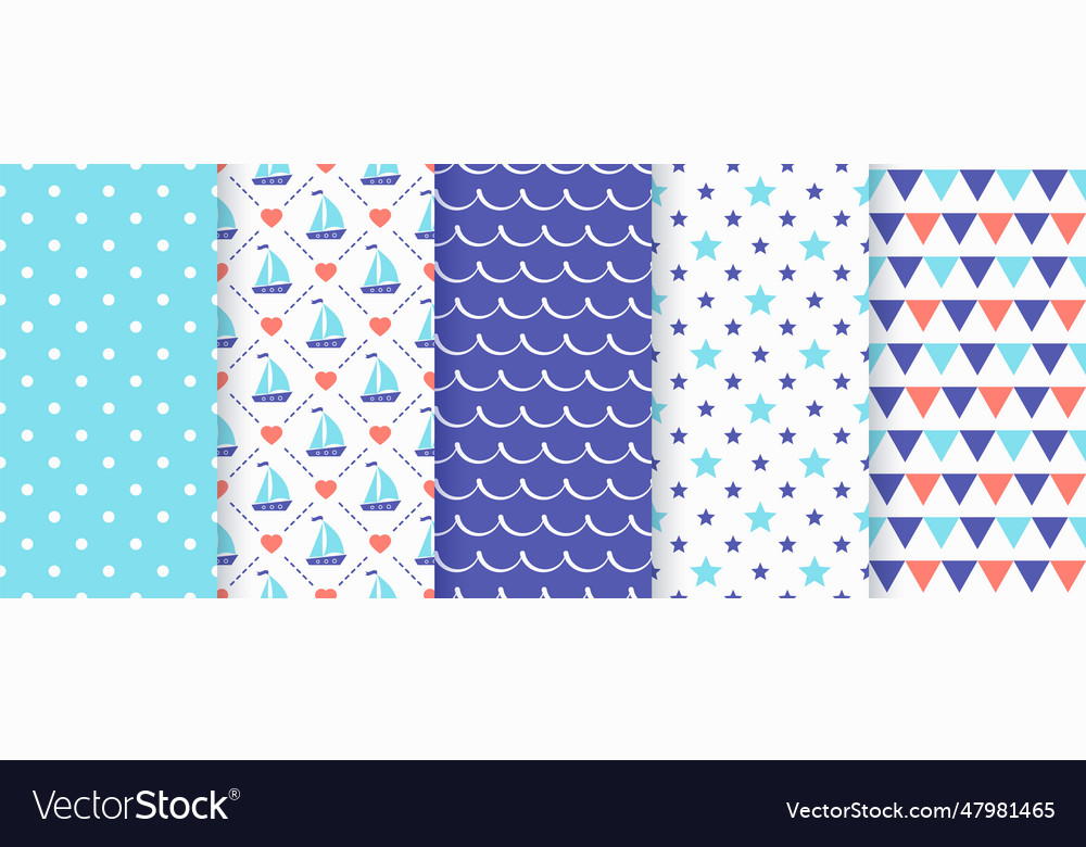 Nautical seamless pattern marine sea backgrounds Vector Image