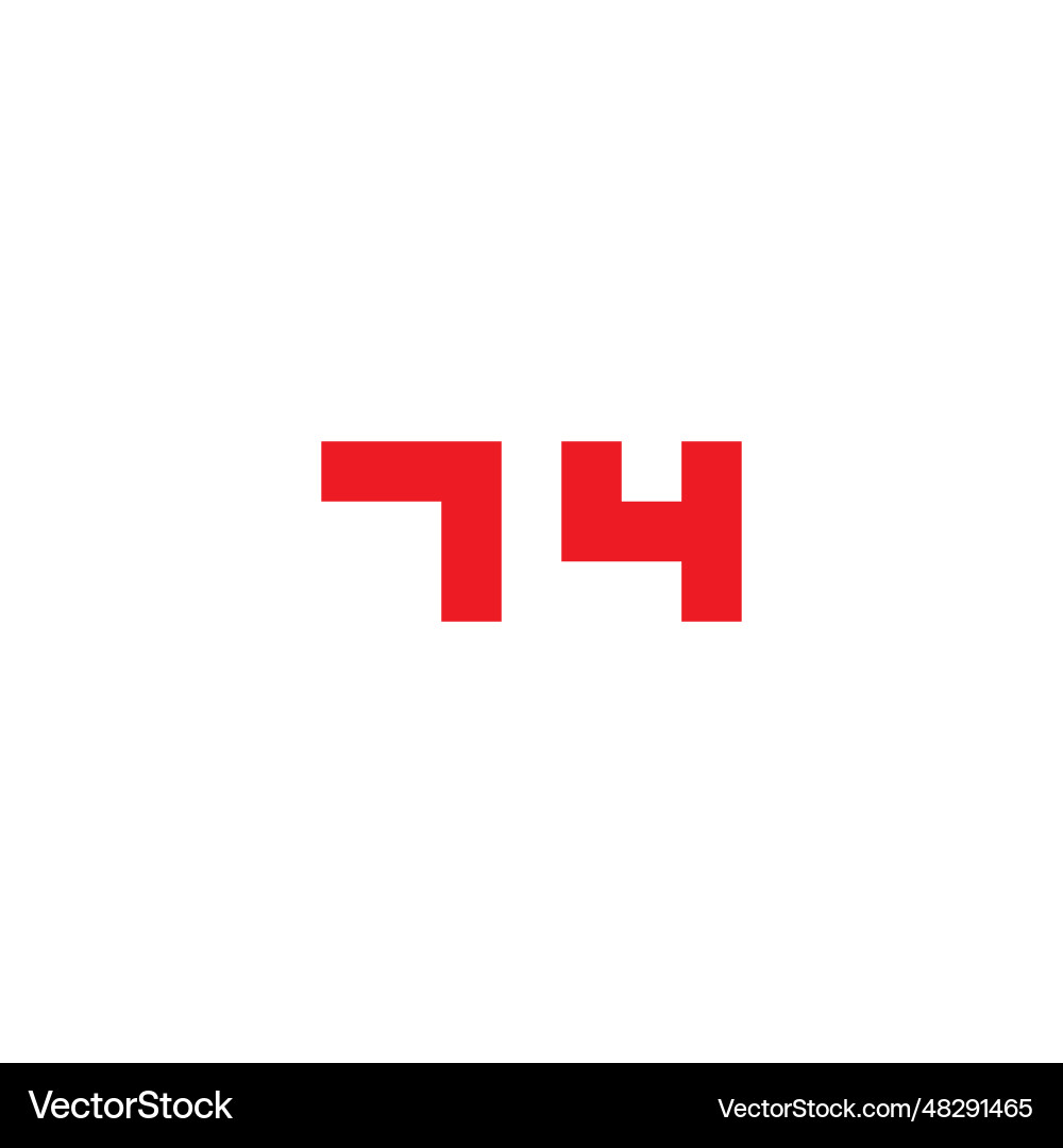 Number 74 square geometric symbol simple logo Vector Image