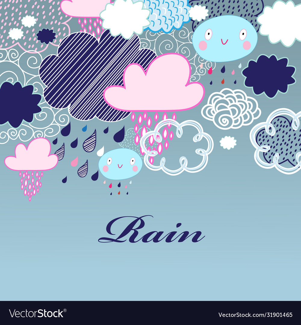Pattern clouds and rain Royalty Free Vector Image