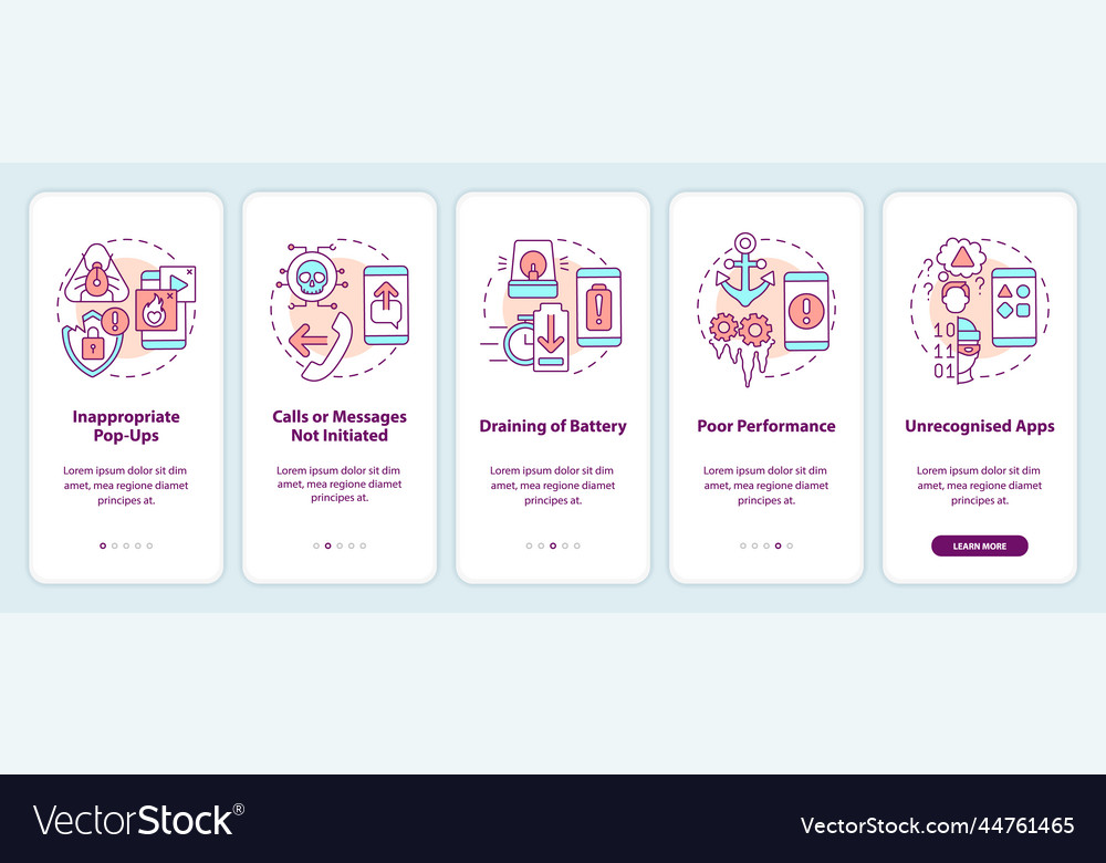 Phone Hacking Attack Onboarding Mobile App Screen Vector Image