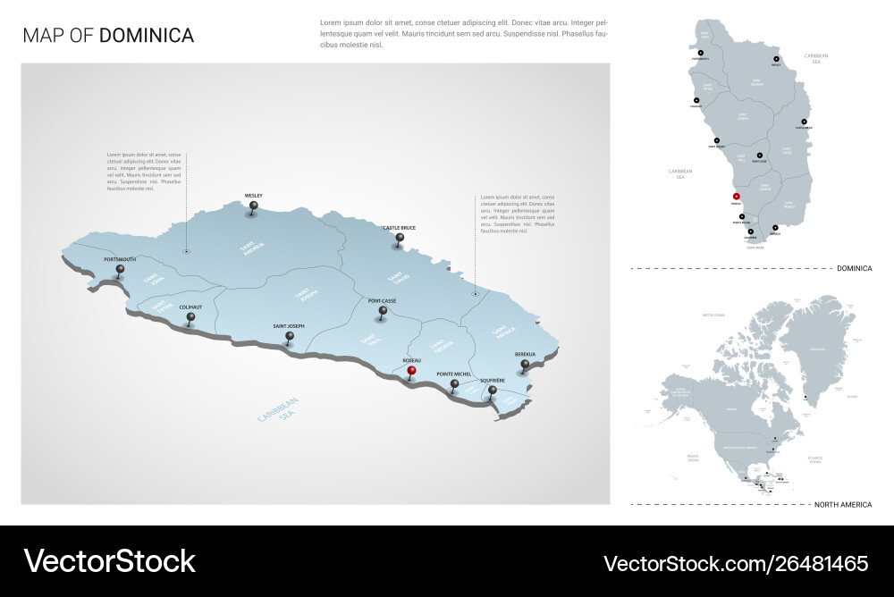 Set dominica country isometric 3d map Royalty Free Vector