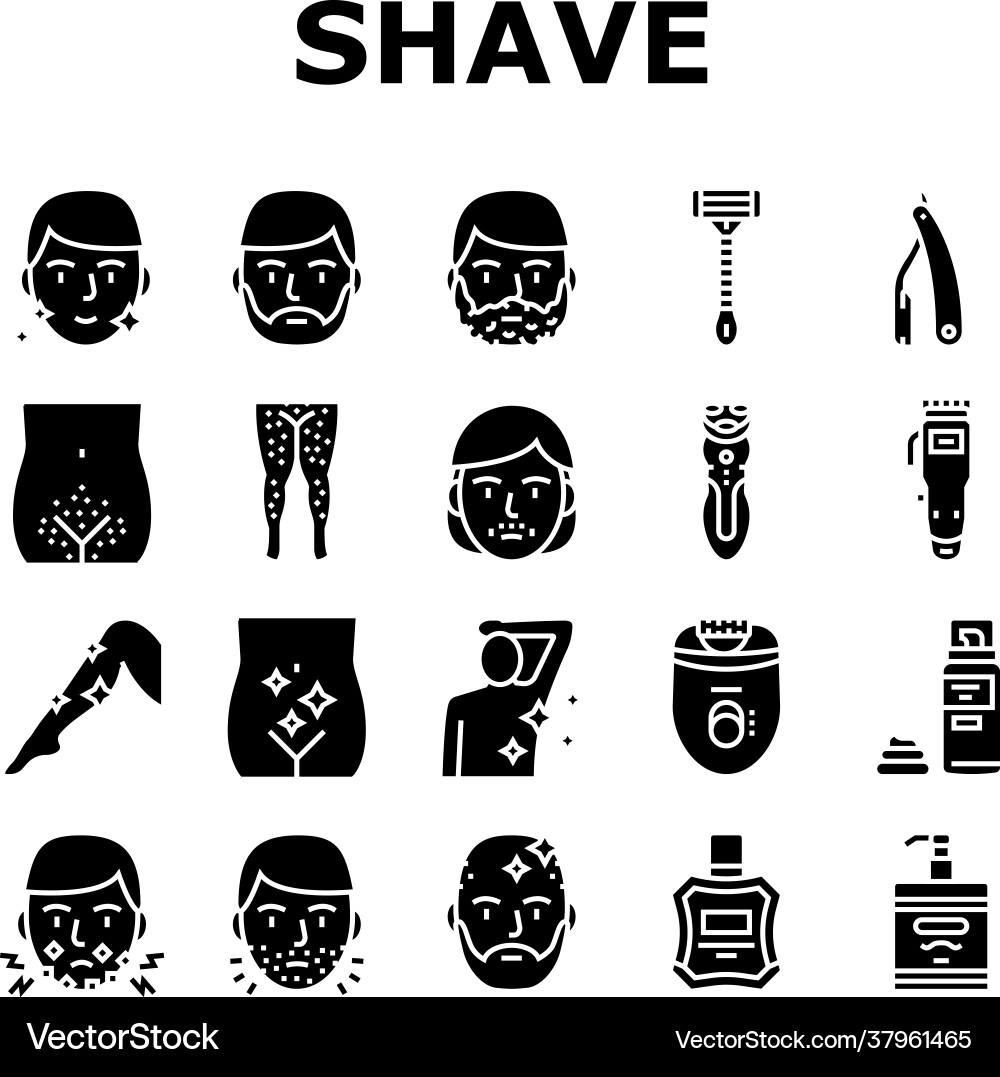 Shave treat accessory collection icons set Vector Image