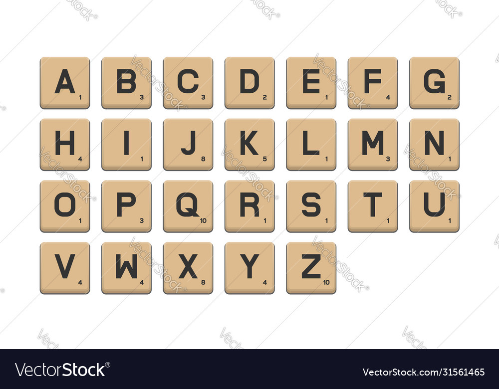 Tile alphabet for puzzle word game Royalty Free Vector Image