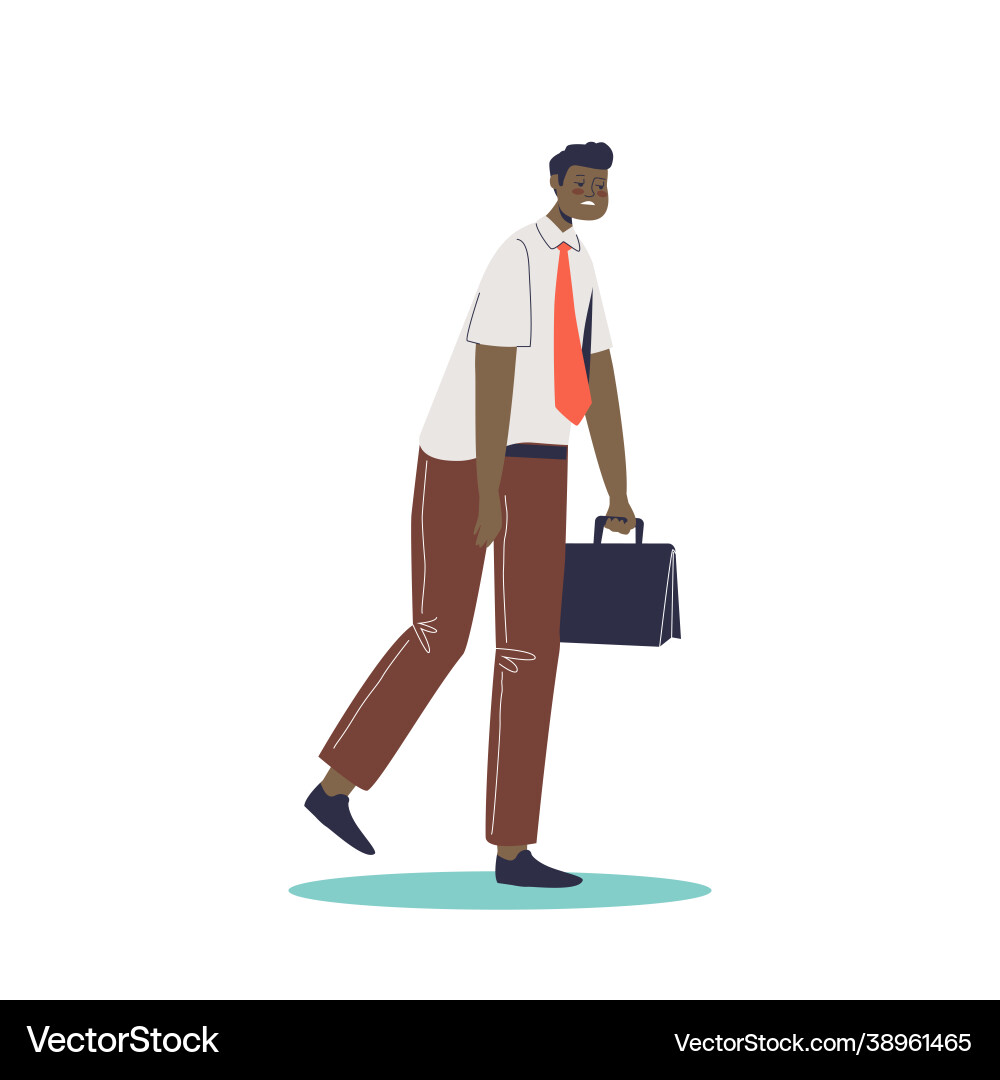 Tired exhausted businessman office worker walk Vector Image