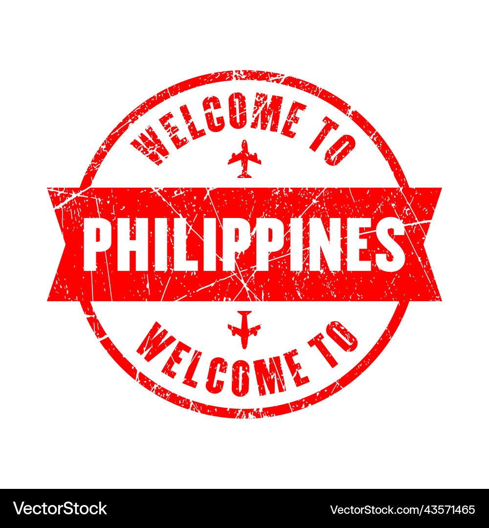 Welcome to philippines stamp isolated background Vector Image