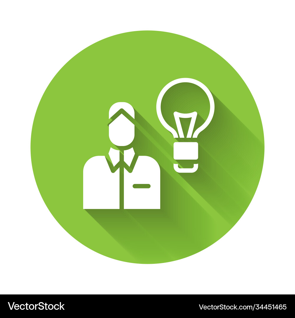 White human with lamp bulb icon isolated with long