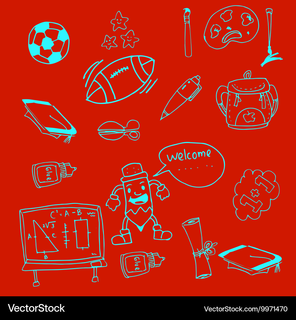 Doodle of element education for kids Royalty Free Vector